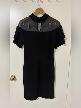 Enfocus Studio | Dresses | Enfocus Studio Black Midi Dress With Sheer ...